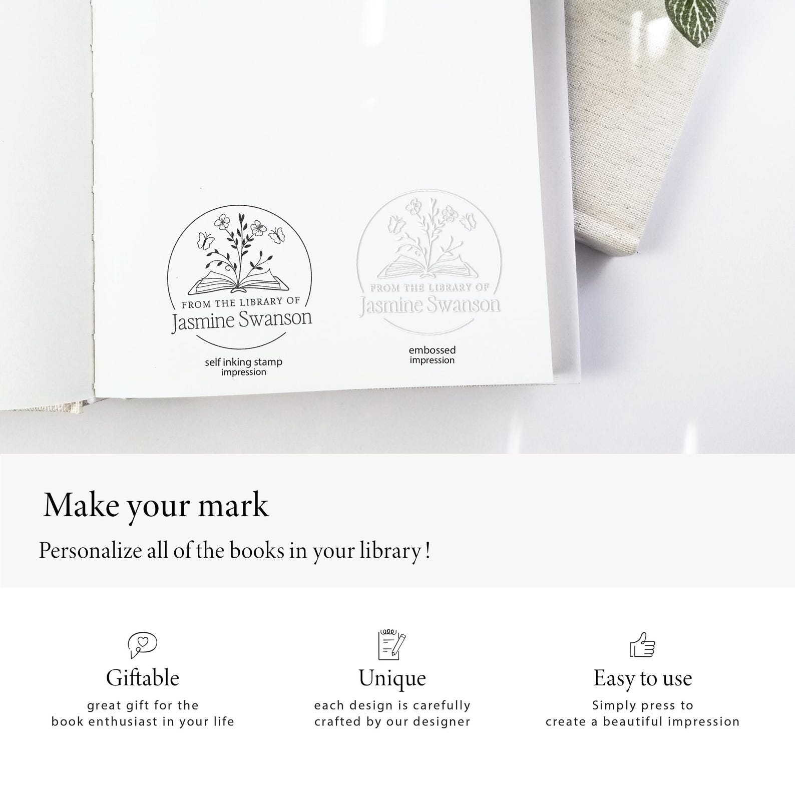 Personalized Book Embosser for Book Lover, Present Keepsake for Teacher ...