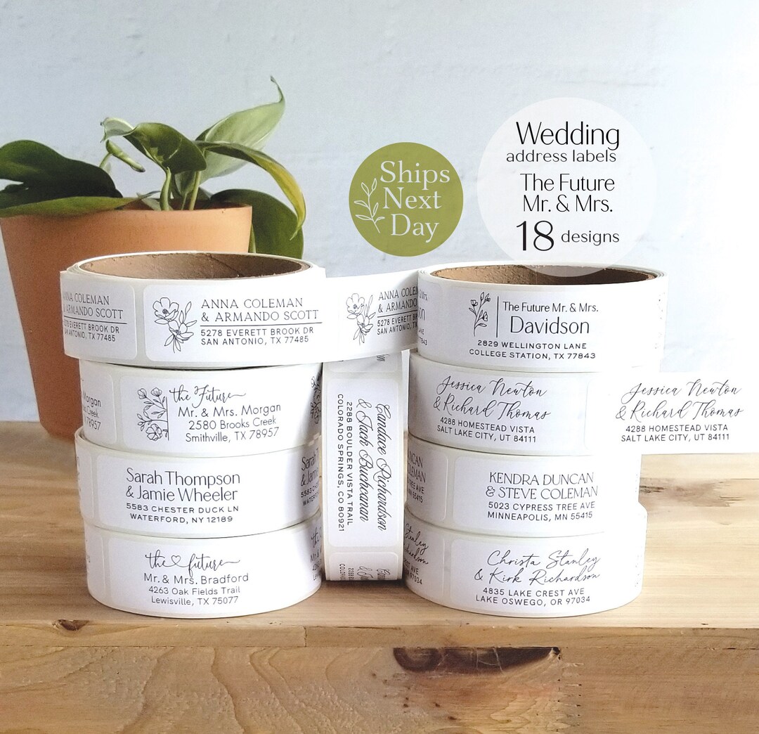Wedding Address Labels Return Address Label Rolls & Sheet Labels ...