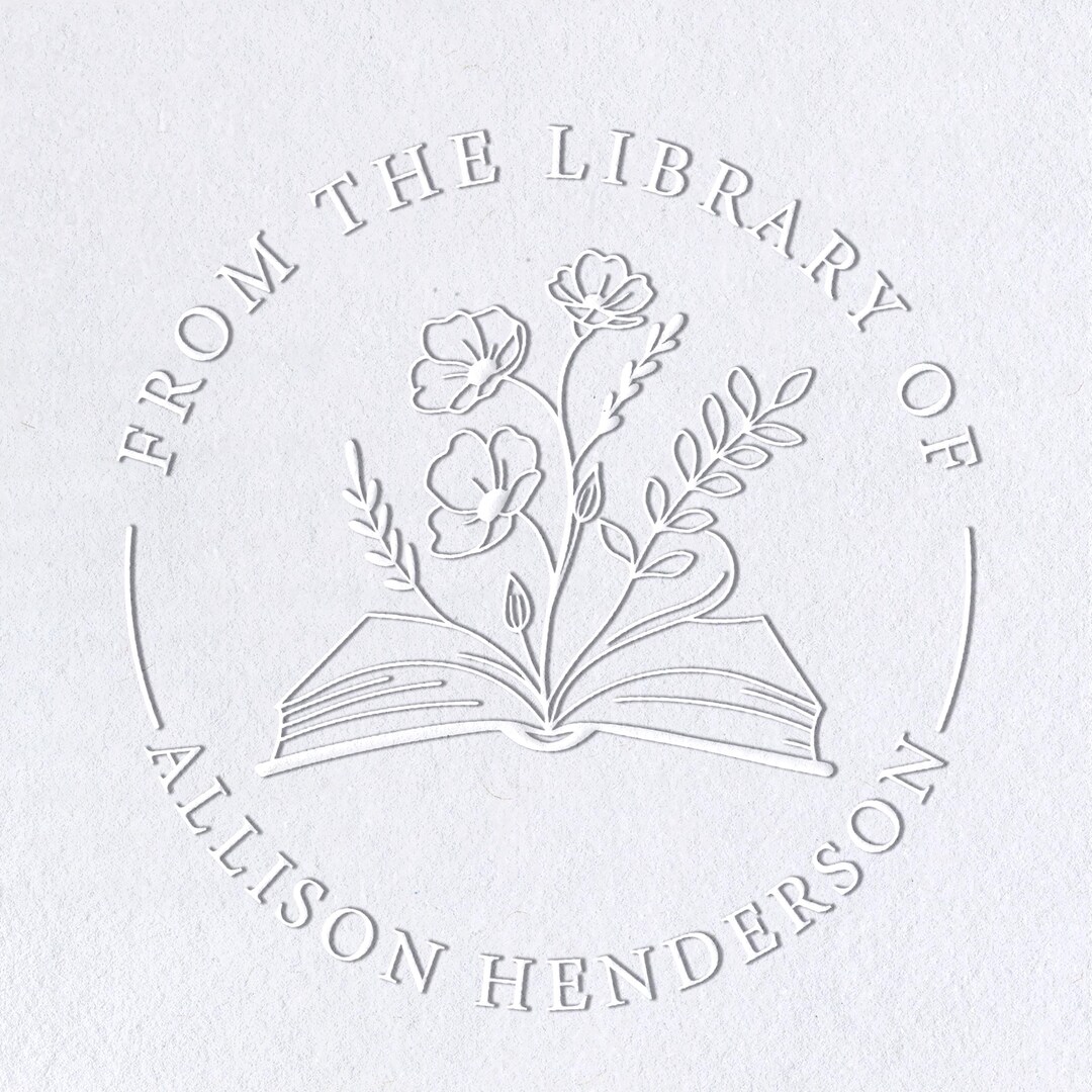 Book Embosser or Book Stamp, Personalized Floral Book Stamp Embosser ...