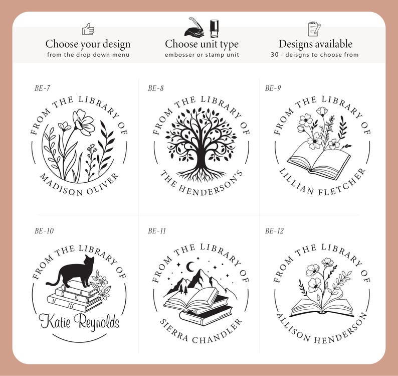 Book Embosser or Book Stamp, Personalized Family Tree Book Stamp or ...