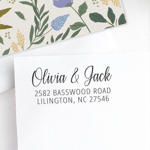 Calligraphy Return Address Stamp Custom Self-inking Wedding | Etsy