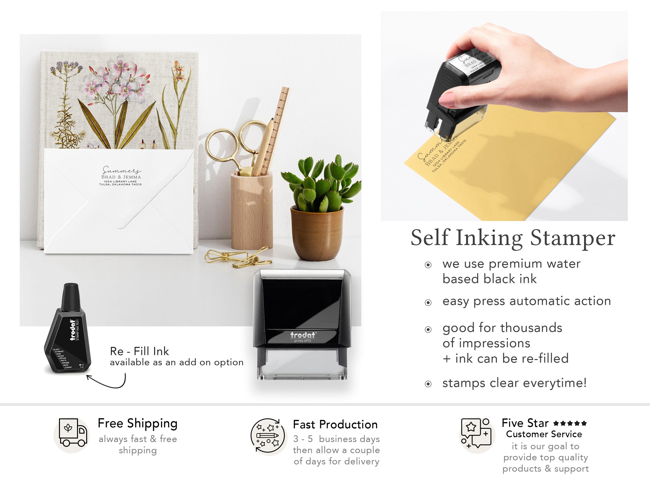 Return Address Stamp Custom Return Address Stamp Self Inking | Etsy