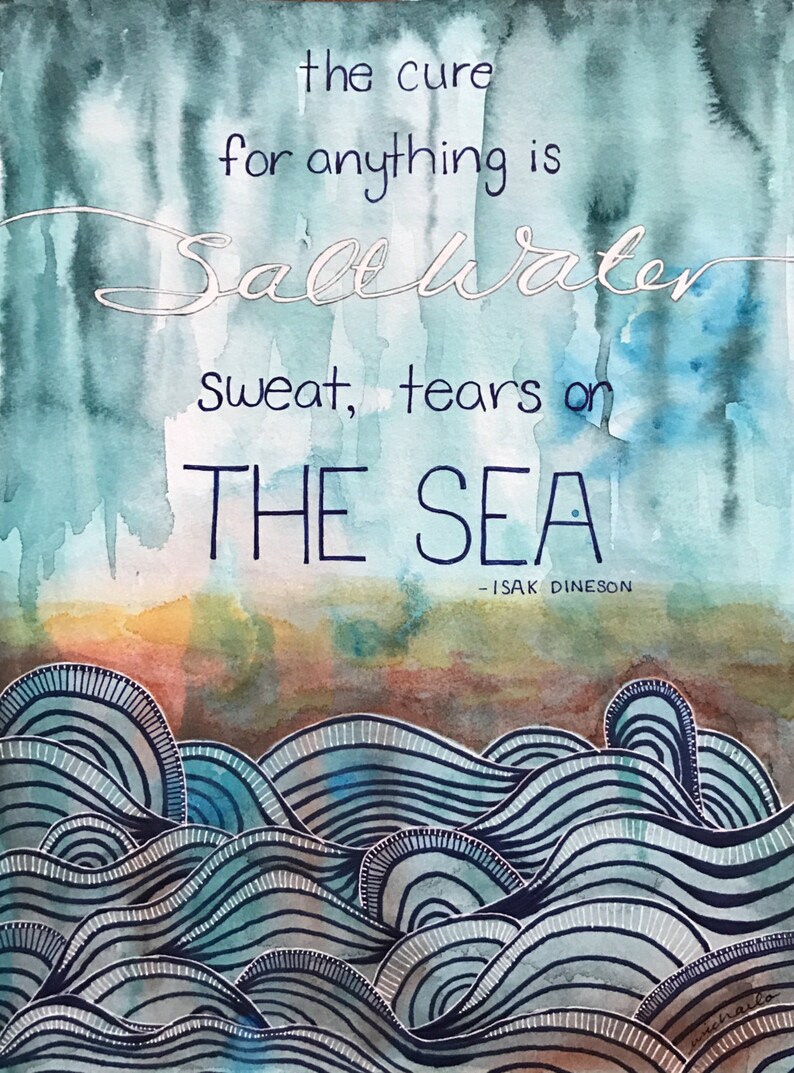Salt Water | Abstract Mixed Media on Paper | 9x12 | Hand Lettering - Etsy