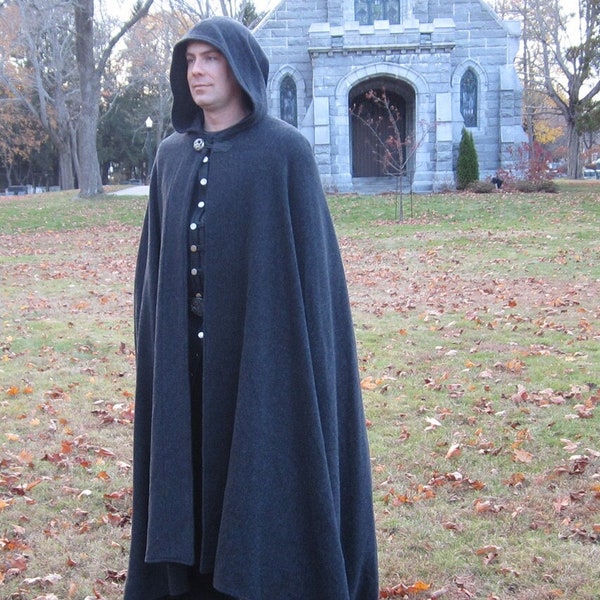 Black Cape Mens Cape Wool Cape Three Button Cape - Etsy