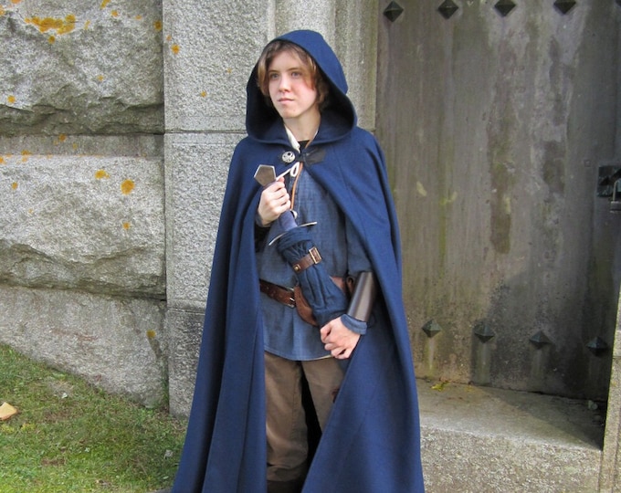 Blue Cloak - Wool Cloak - Half-circle Cloak - Hooded Cloak - Etsy
