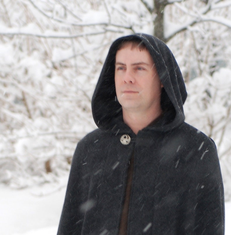 Wool Cloak Half circle Cloak Charcoal Cloak Hooded Cloak Mens Cloak wool-cloak-half-circle-cloak-charcoal-cloak-hooded-cloak-mens-cloak