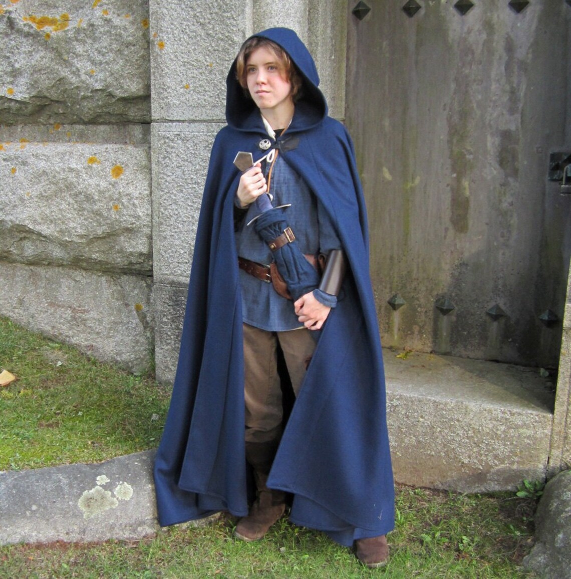 Blue Cloak Wool Cloak Half-circle Cloak Hooded Cloak - Etsy