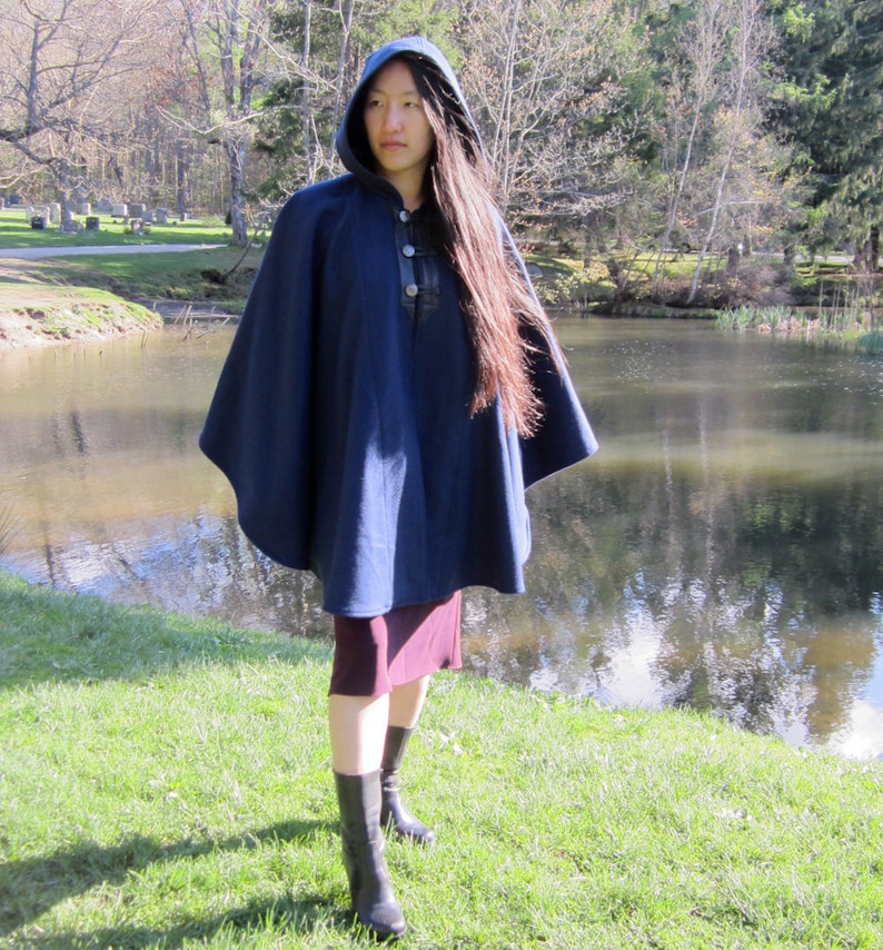 Blue Cape Wool Cape Three Button Cape | Etsy