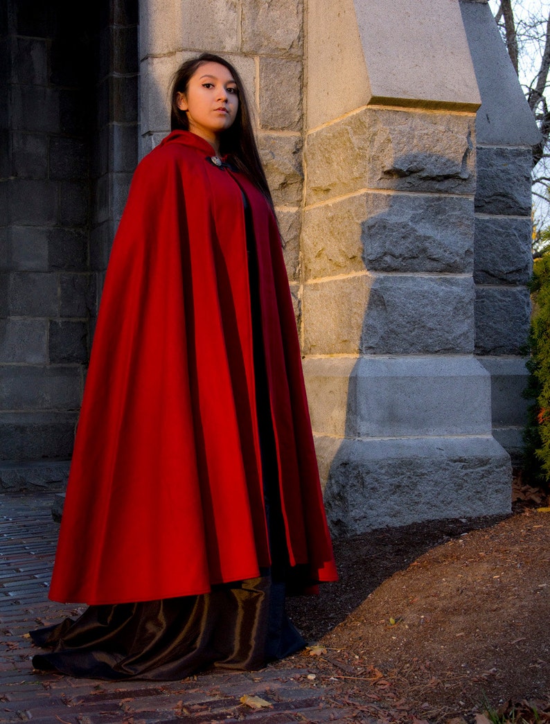 Red Cloak Half-circle Cloak Wool Cloak Hooded Cloak - Etsy