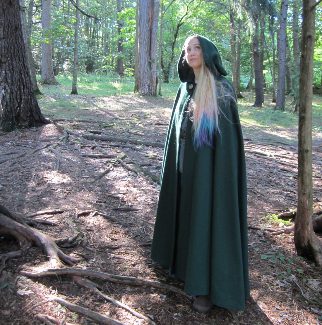 Wool Cloak Hooded Cloak Long Cloak Elven Cloak Spruce - Etsy