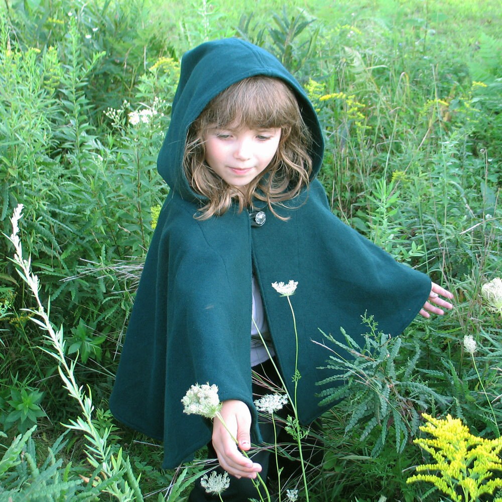 Kids Cape Hunter Green Cape Cape With Hood Hooded Kids - Etsy