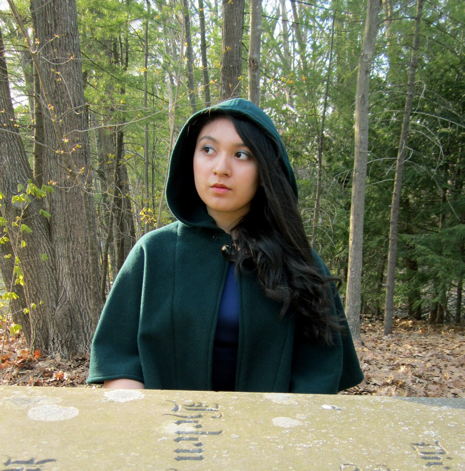 Capelet Hunter Green Capelet Wool Capelet Hooded Capelet - Etsy