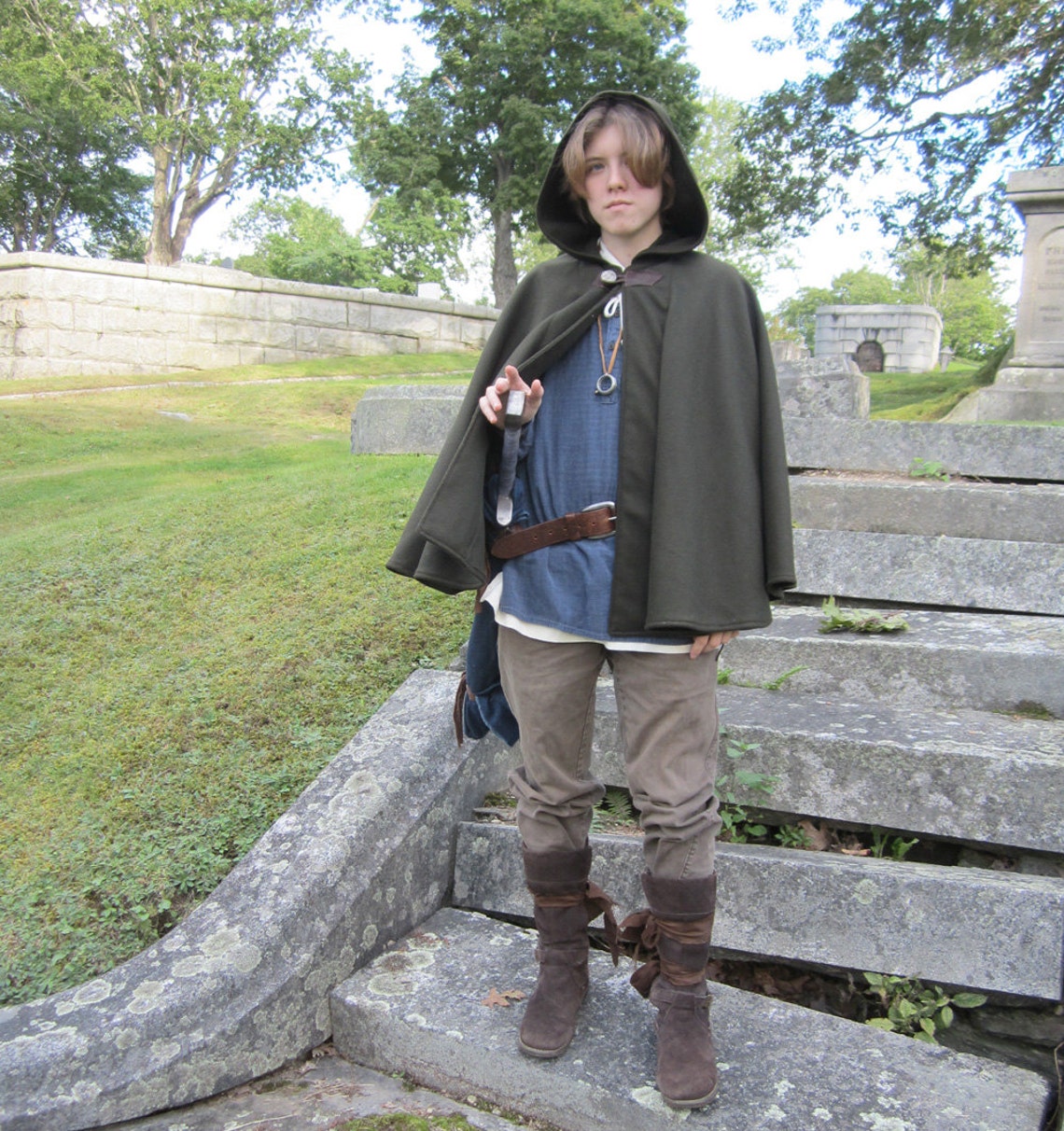 Loden Green Cape Wool Cape Mid-length Cape Cape With - Etsy