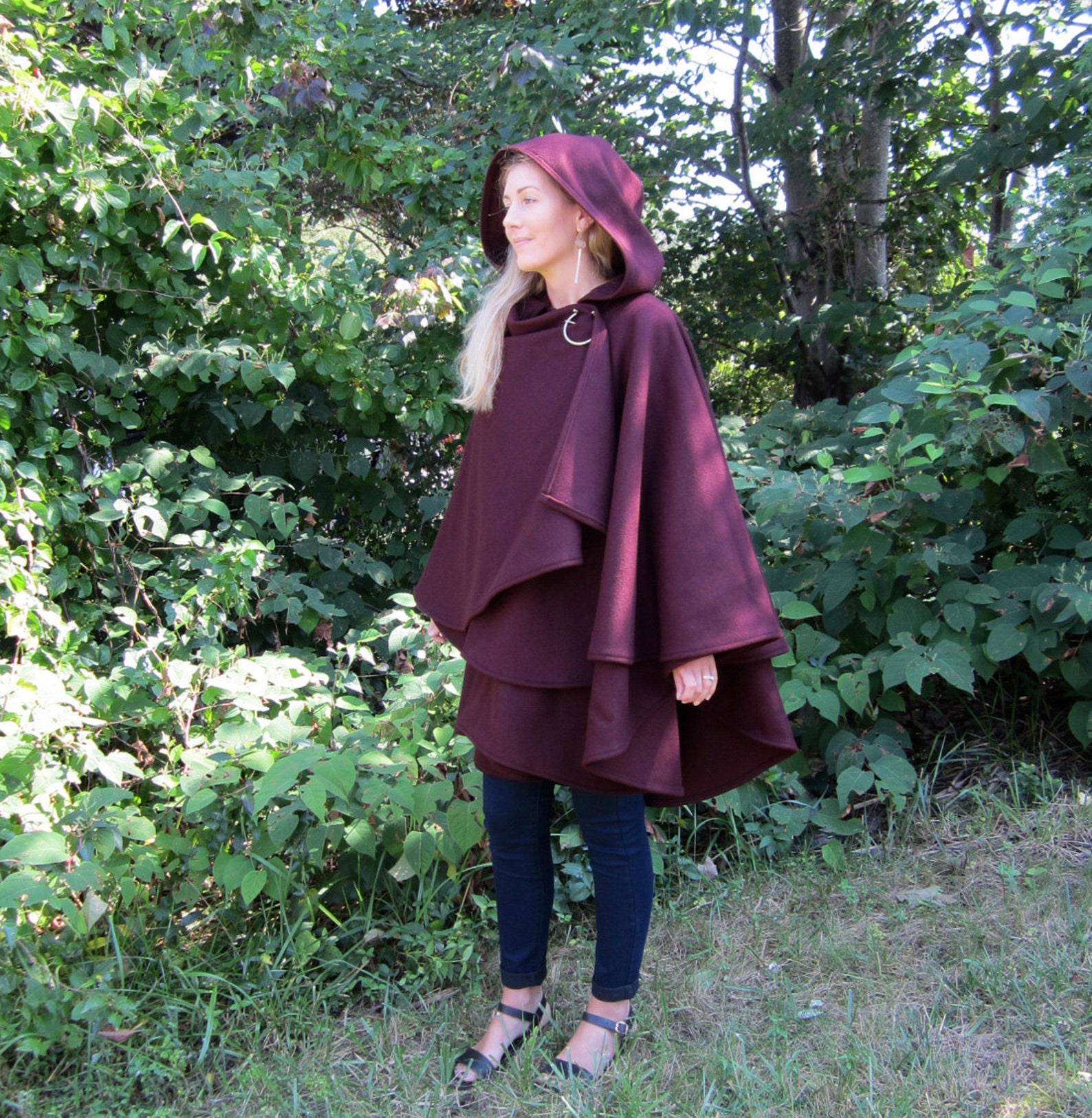 Double Cape Wool Cape Charcoal Grey Cape Cape With Hood Hooded Cape - Etsy