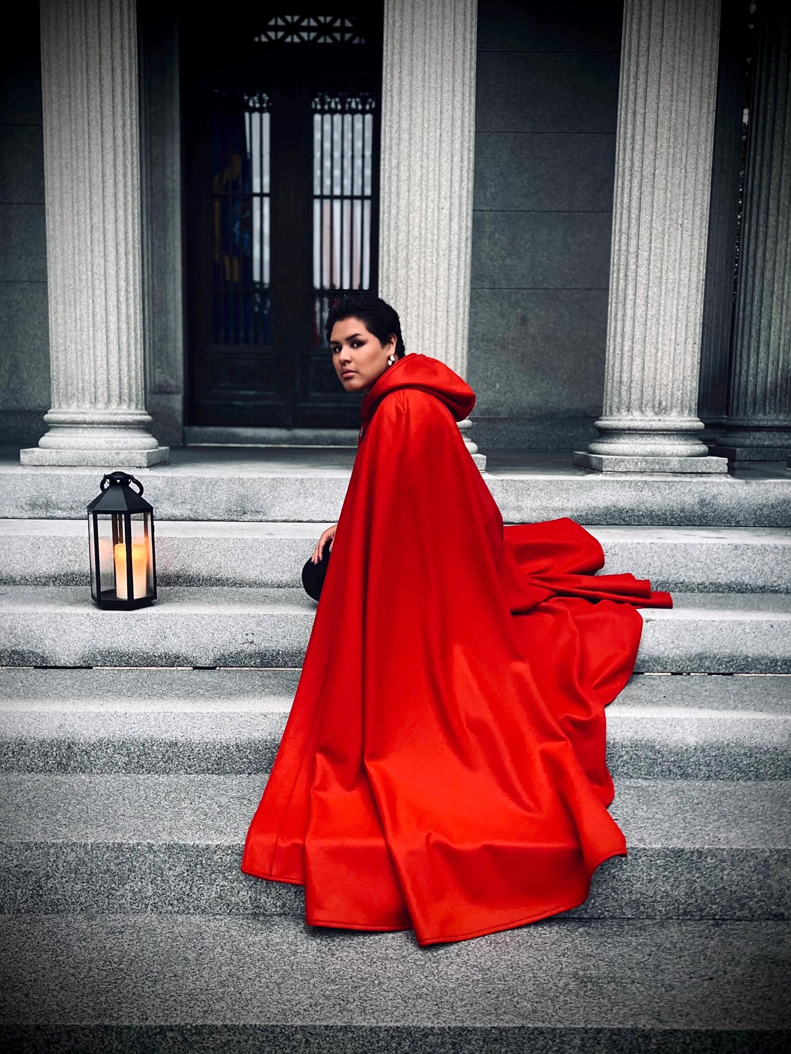 Red Cloak Half-circle Cloak Wool Cloak Hooded Cloak Cloak With Hood ...