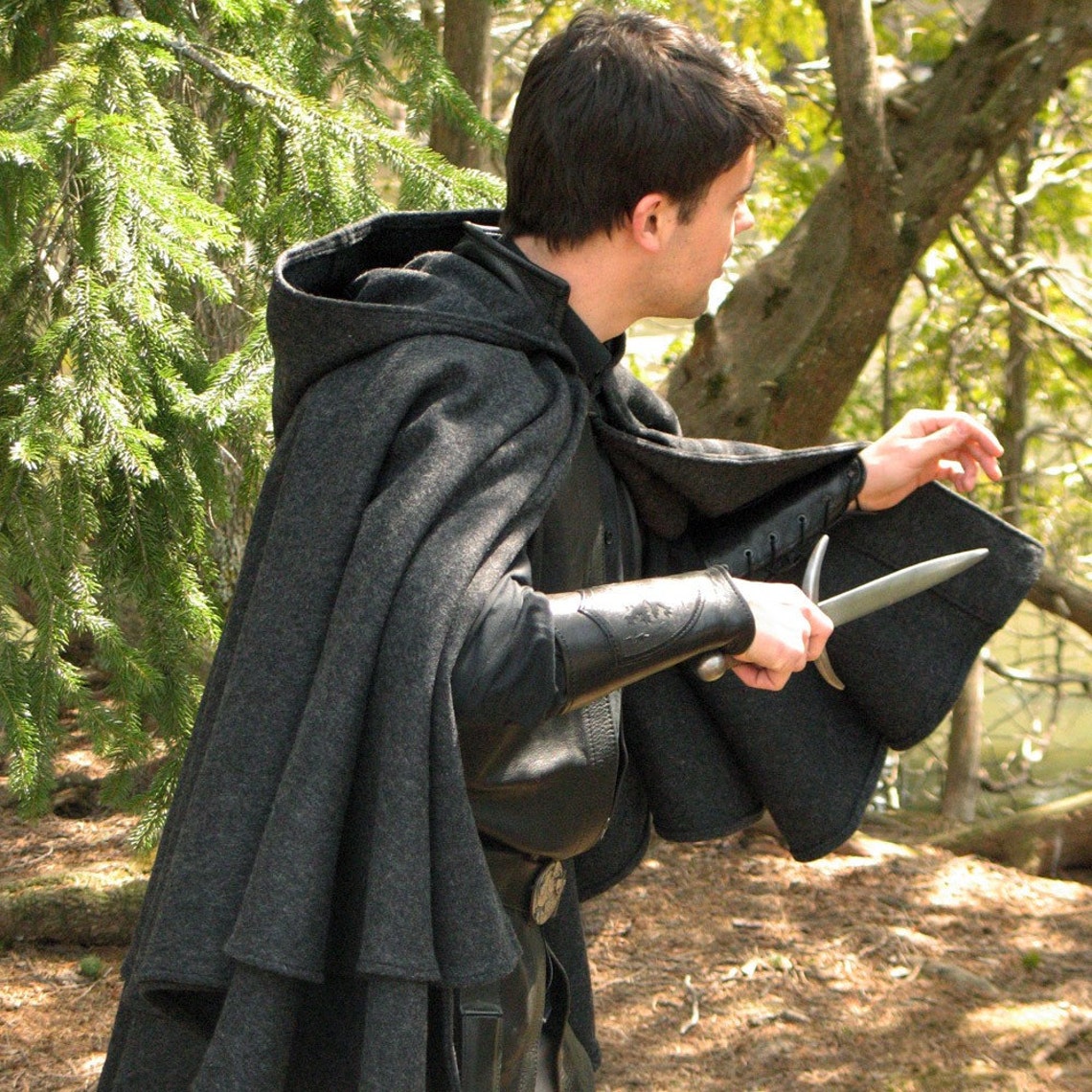 Double Cape Wool Cape Charcoal Grey Cape Cape With Hood - Etsy