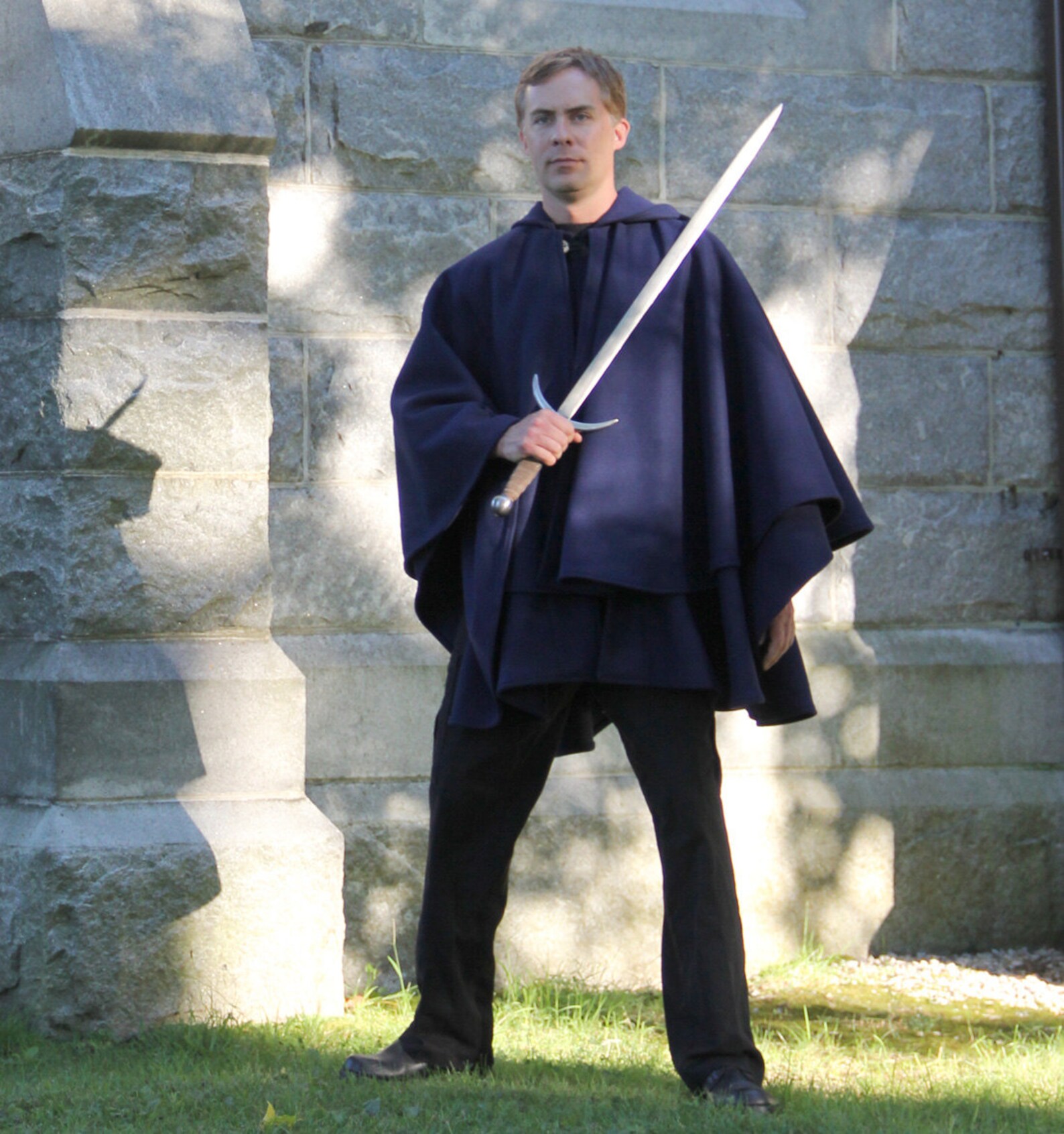 Double Cape Wool Cape Blue Cape Cape With Hood Hooded - Etsy