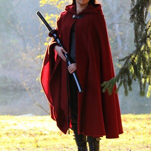 Red Cloak - Half-circle Cloak - Wool Cloak - Red Riding Hood Costume ...