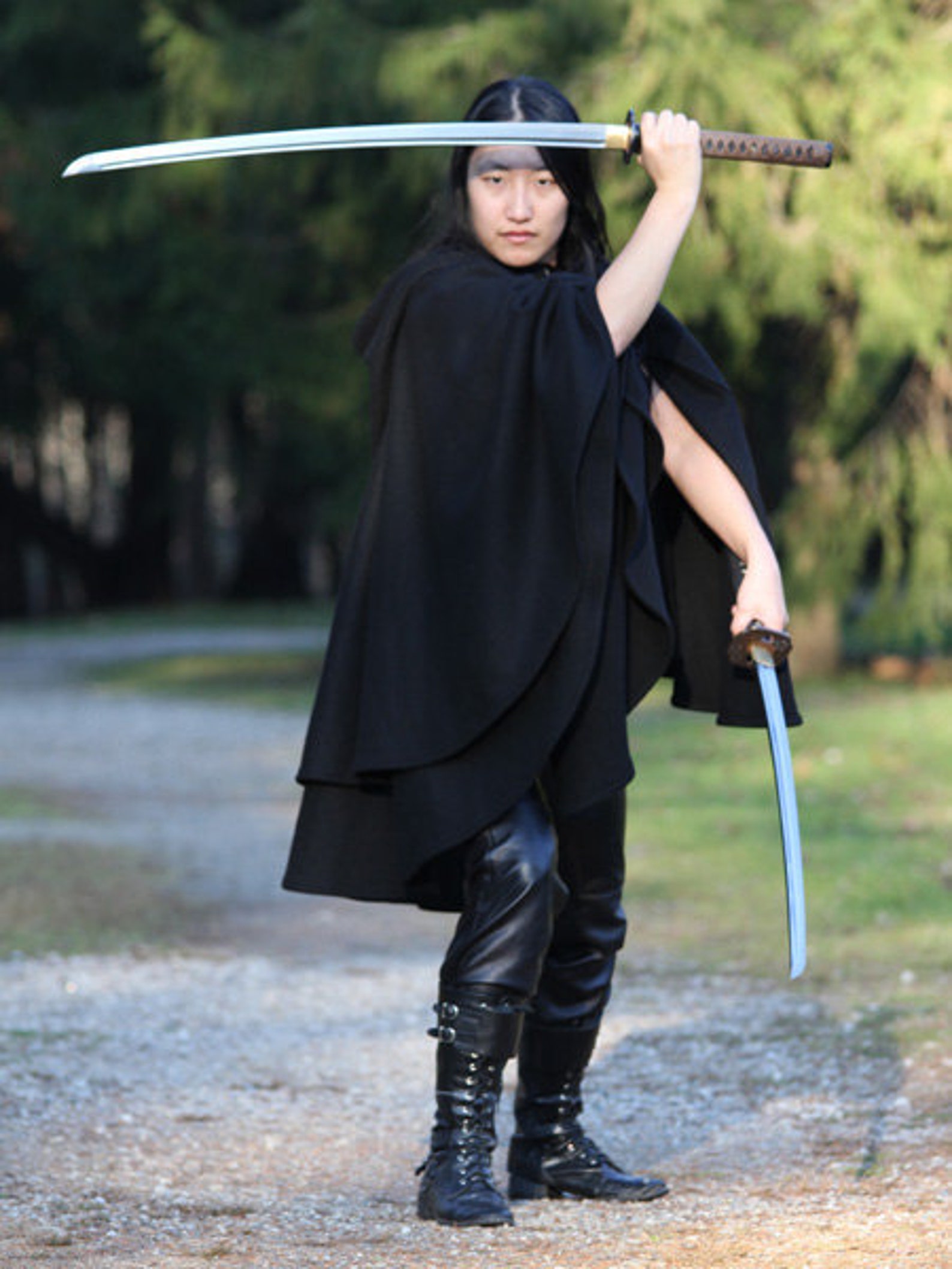 Double Cape Wool Cape Black Cape Cape With Hood Hooded - Etsy