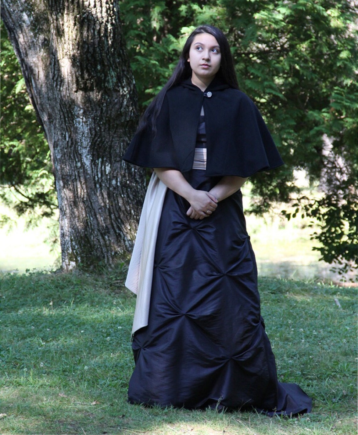 Capelet Black Capelet Wool Capelet Black Cape Hooded - Etsy