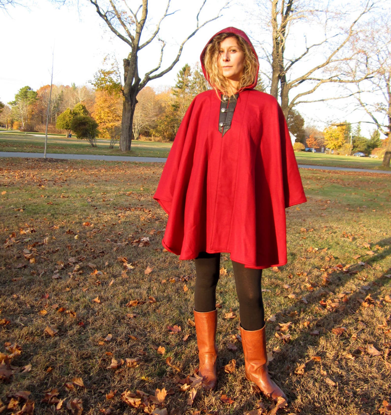 Red Cape Wool Cape Three Button Cape - Etsy