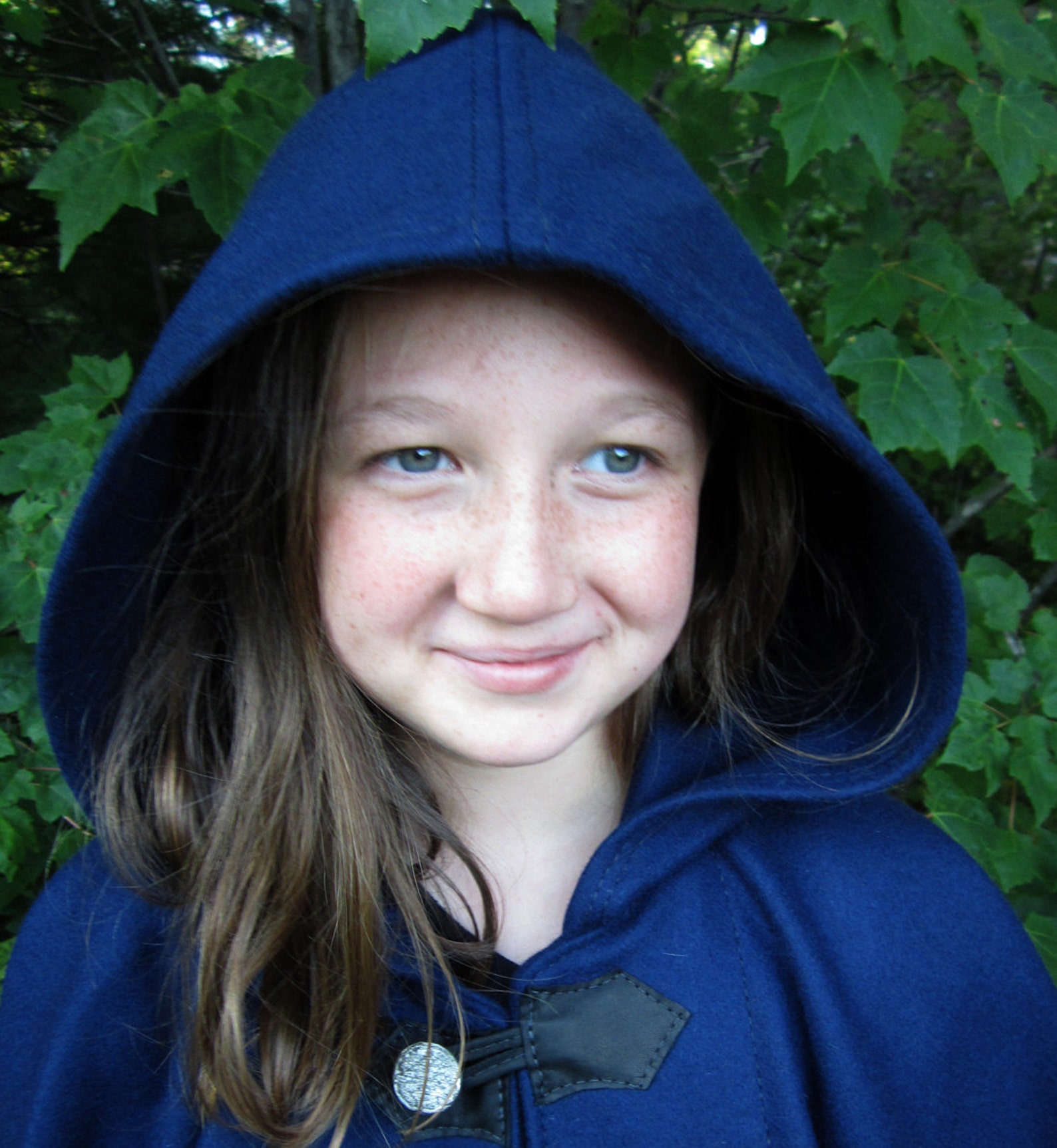 Blue Cape Wool Cape Mid-length Cape Cape With Hood Hooded Cape - Etsy