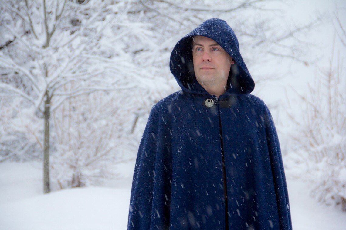 Blue Cloak Wool Cloak Half-circle Cloak Hooded Cloak | Etsy