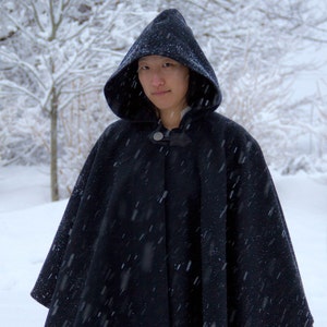 Loden Cape - Wool Cape - Mid-length Cape - Cape With Hood - Hooded Cape ...