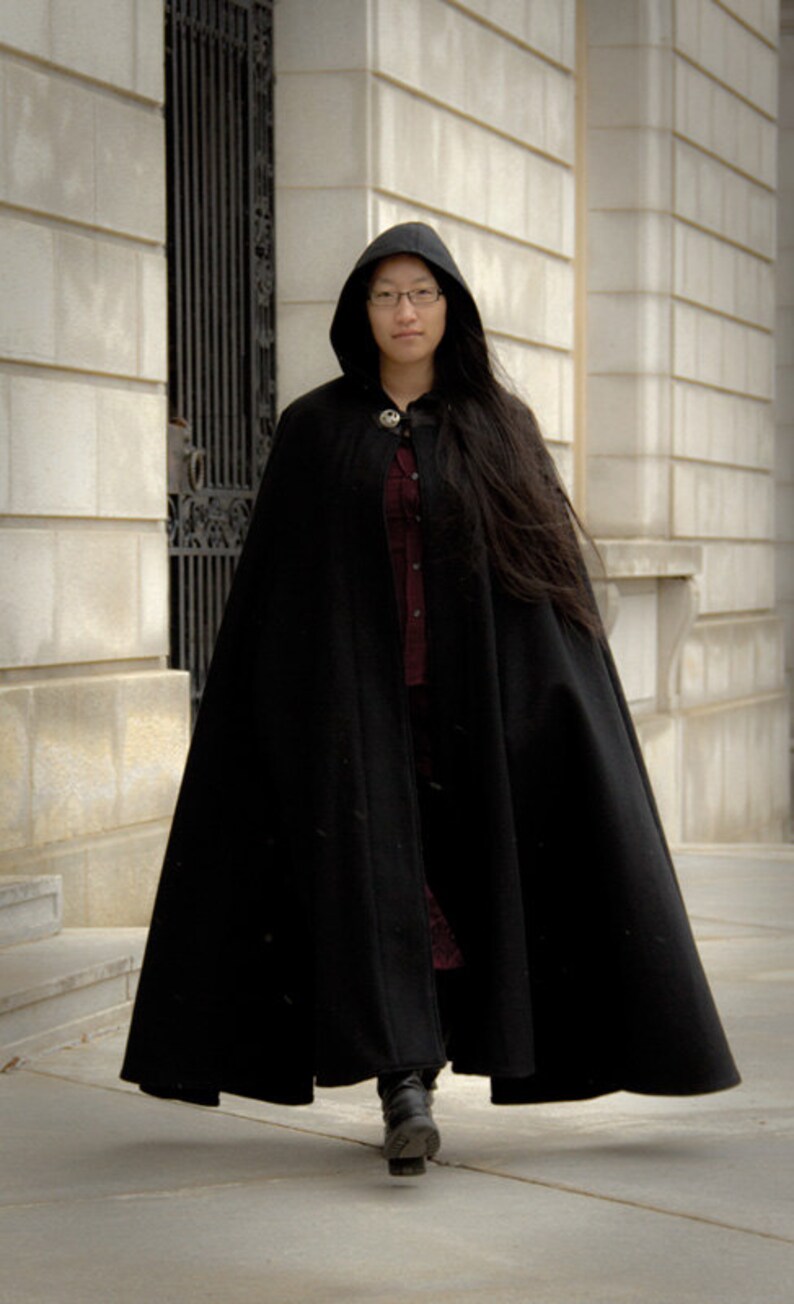Black Cloak Half-circle Cloak Wool Cloak Hooded Cloak Mens Cloak - Etsy