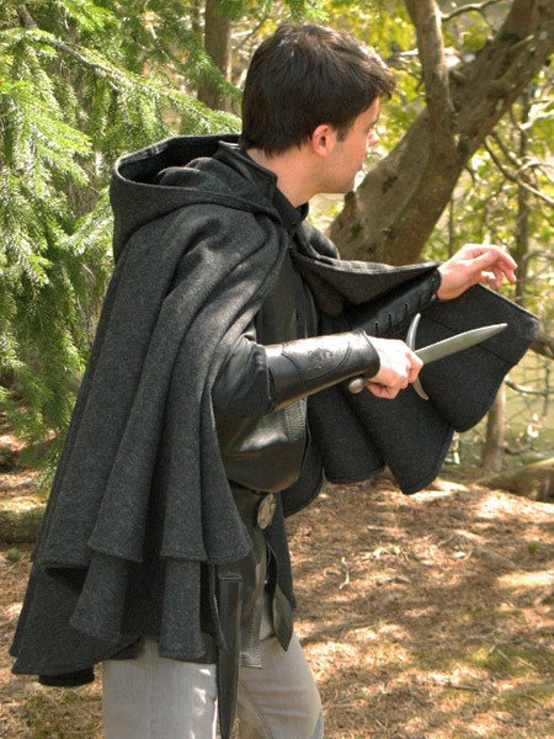 Double Cape Wool Cape Charcoal Grey Cape Cape With Hood | Etsy