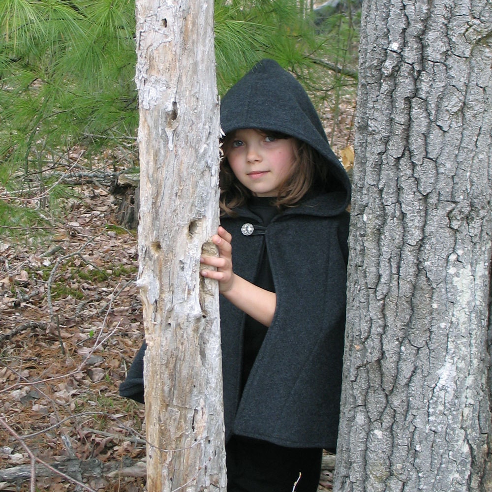 Kids Cape Black Cape Cape With Hood Hooded Kids Cape | Etsy