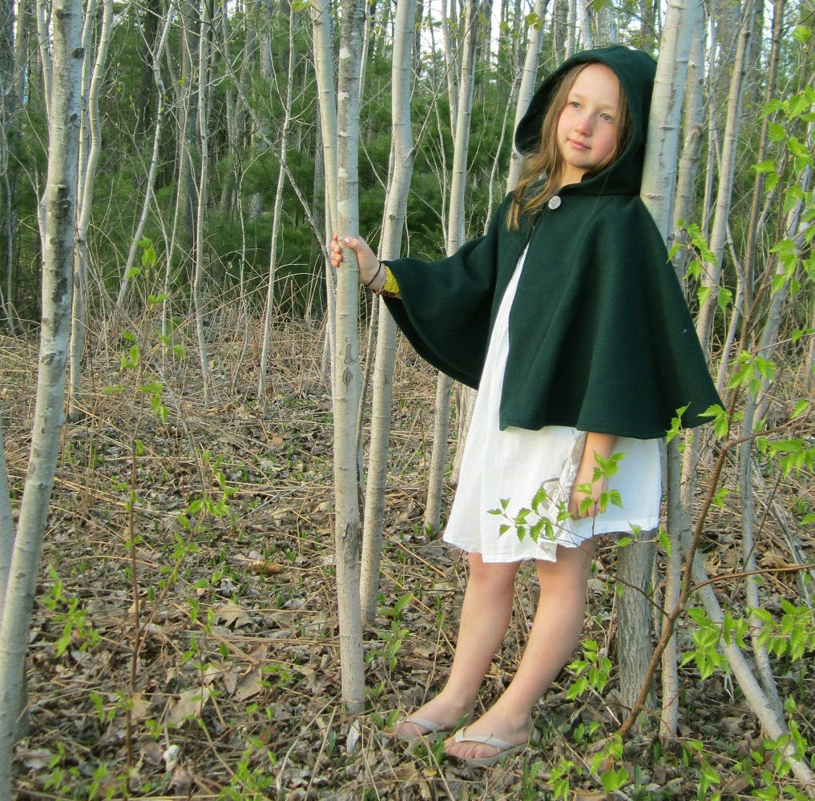 Kids Cape Hunter Green Cape Cape With Hood Hooded Kids - Etsy