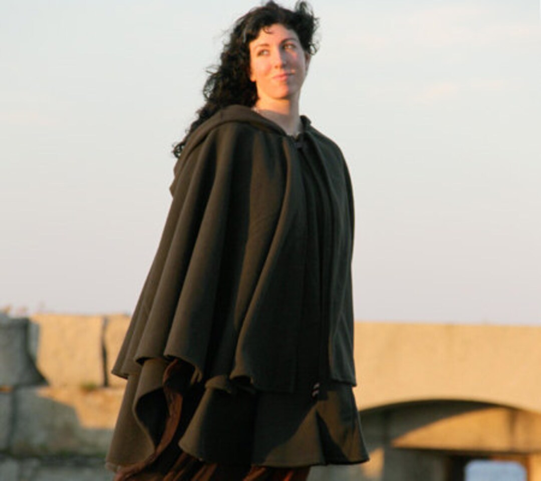 Double Cape - Wool Cape - Loden Green Cape - Cape With Hood - Hooded ...