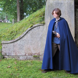 Wool Cloak Half-circle Cloak Blue Cloak Hooded Cloak - Etsy