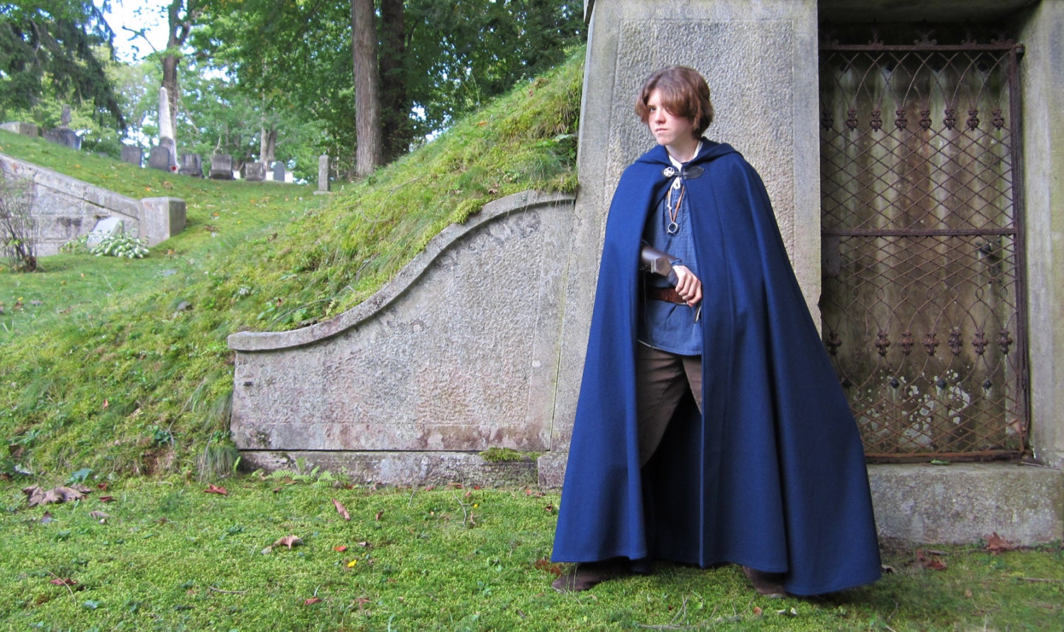 Wool Cloak Half-circle Cloak Blue Cloak Hooded Cloak - Etsy