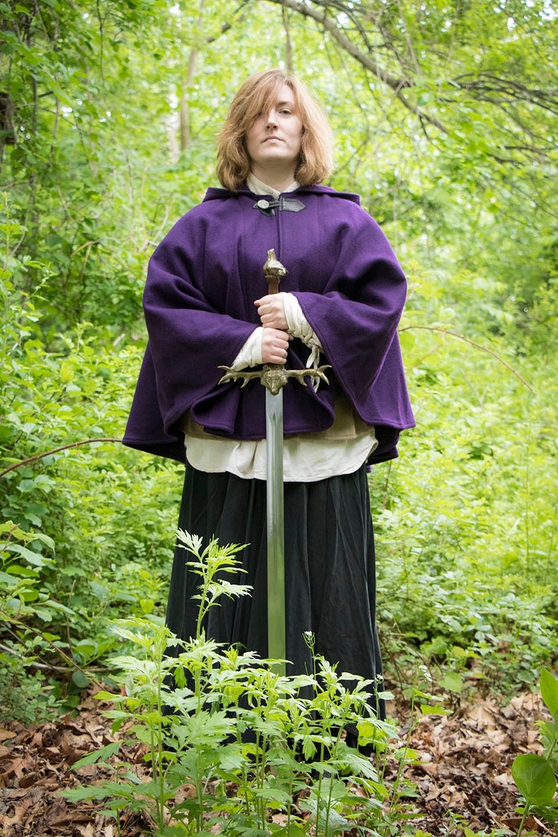 Purple Cape Wool Cape Mid-length Cape Cape With Hood - Etsy