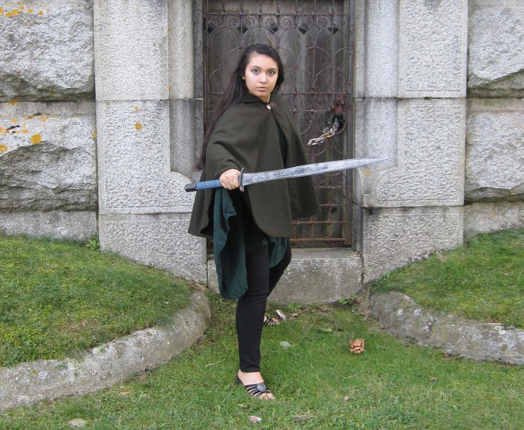 Loden Green Cape Wool Cape Mid-length Cape Cape With Hood Hooded Cape ...