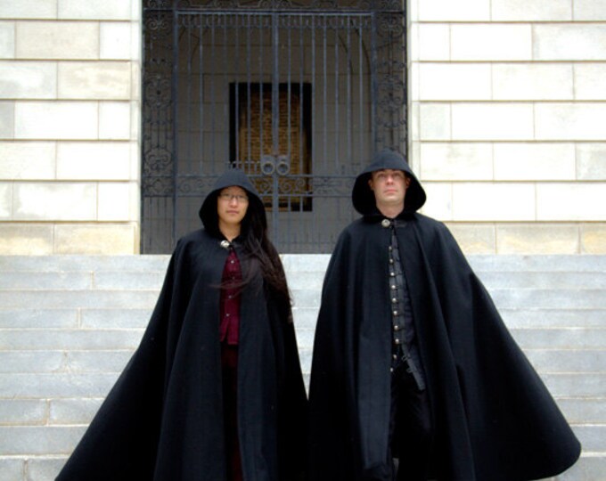 Wool Cloak Half-circle Cloak Black Cloak Hooded Cloak - Etsy