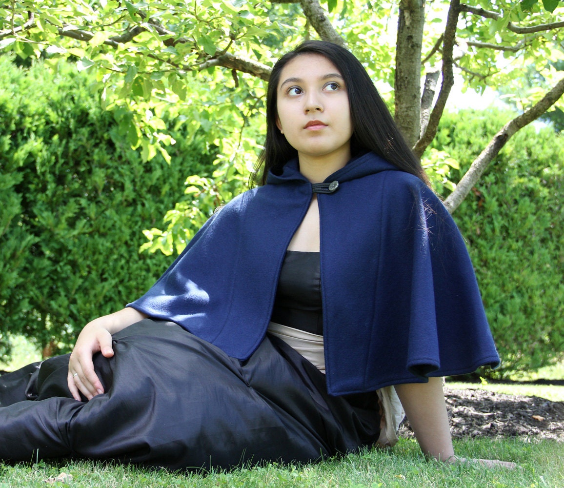 Capelet Blue Capelet Wool Capelet Hooded Capelet - Etsy