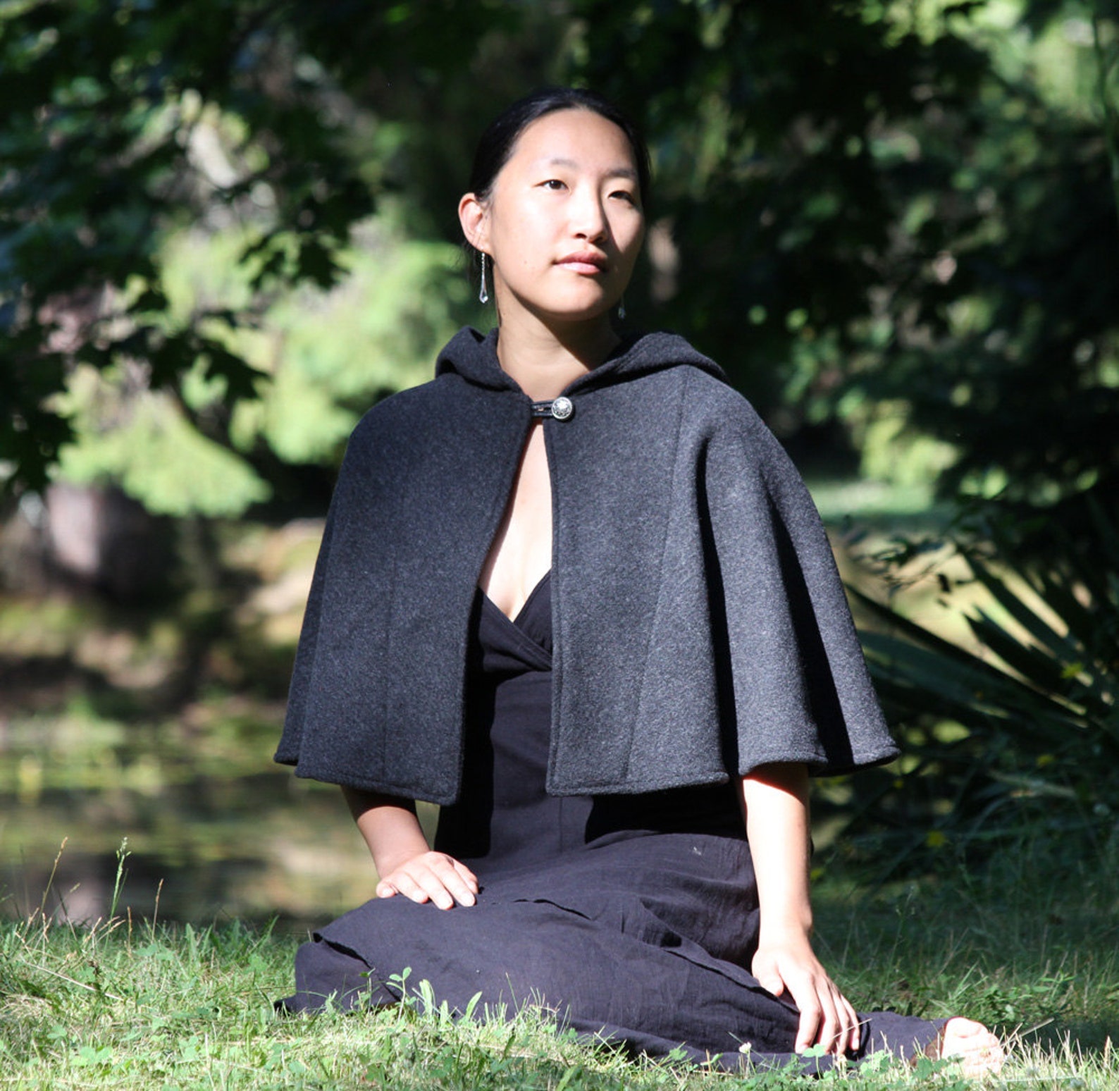 Capelet Blue Capelet Wool Capelet Hooded Capelet - Etsy