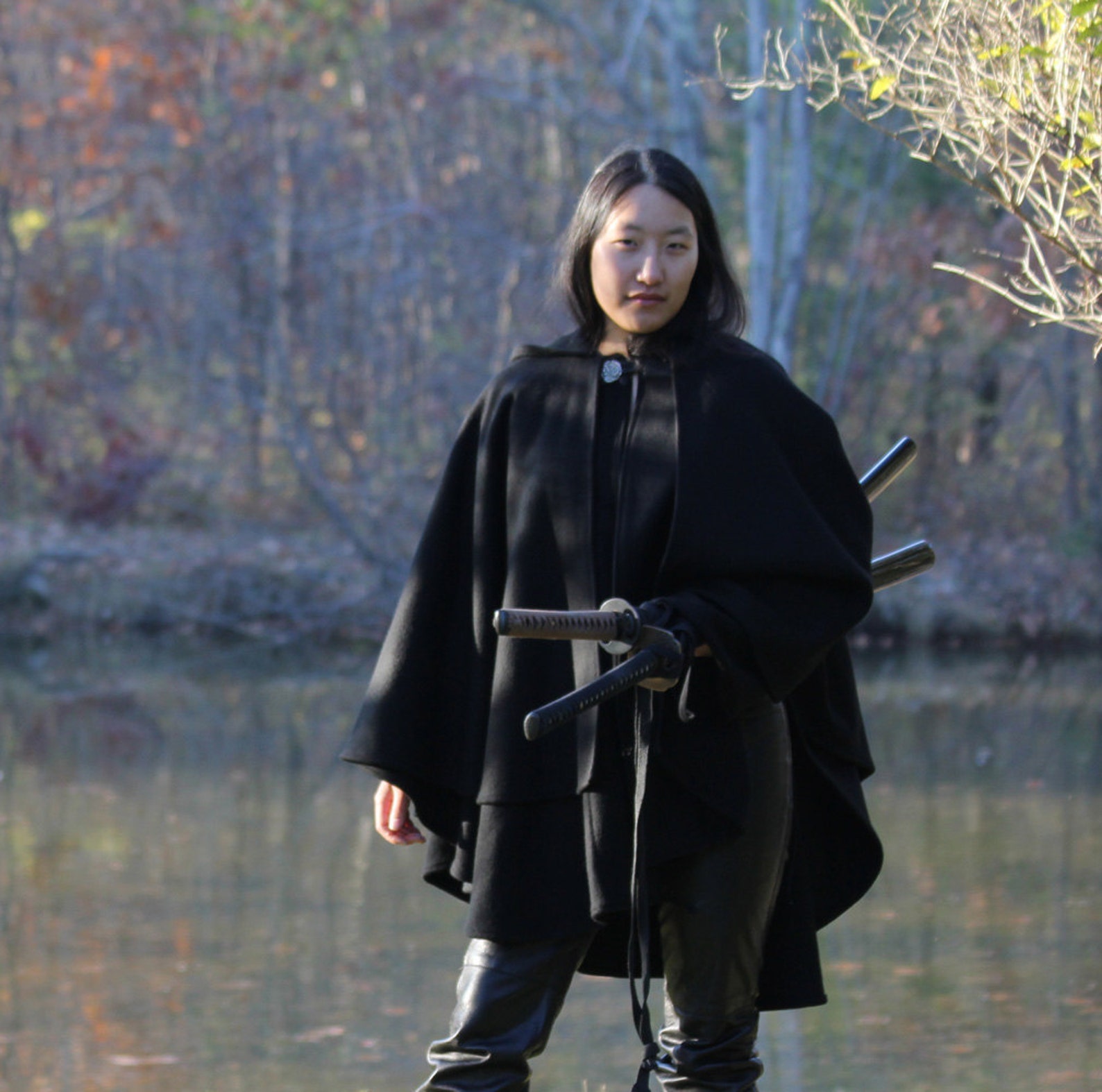 Double Cape Wool Cape Charcoal Grey Cape Cape With Hood Hooded Cape - Etsy