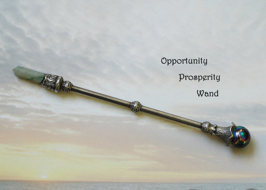 Magic Wand Green Aventurine Titanium Quartz Sphere Gemstone Magick Wand ...
