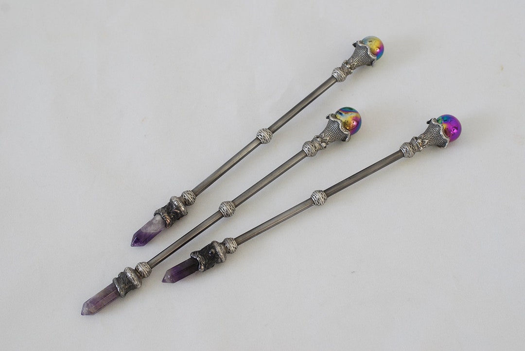Titanium Amethyst Magic Wand Alter Tools Sceptor Ceremonial Magick ...