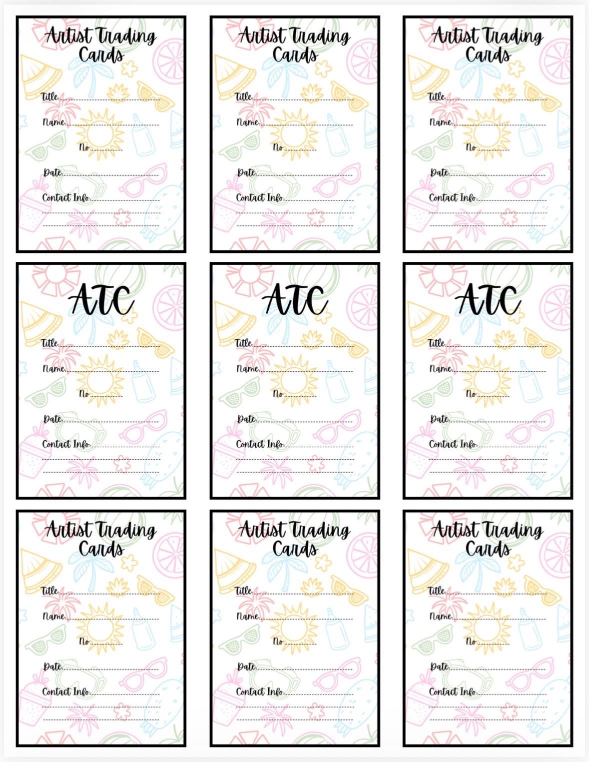 Artist Trading Card (ATC) Back Printable: Series 7 - Etsy Australia