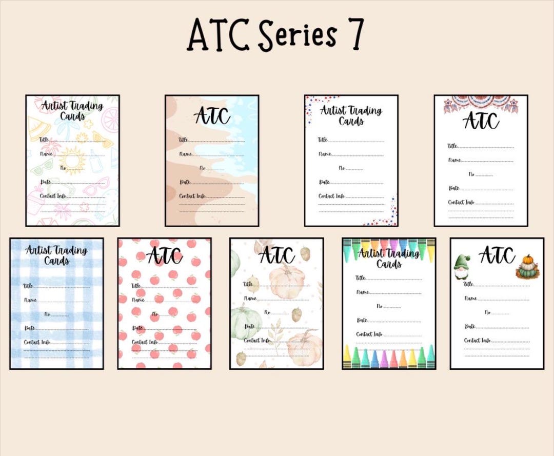 Artist Trading Card (ATC) Back Printable: Series 7 - Etsy Australia