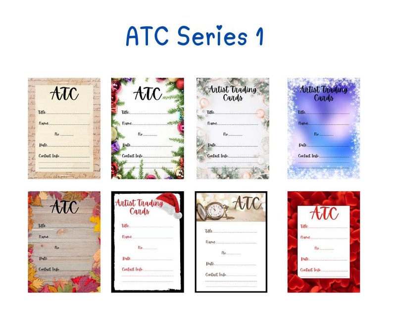 Artist Trading Card (ATC) Back Printable: Series 1 (1 PDF Files With 9 ...