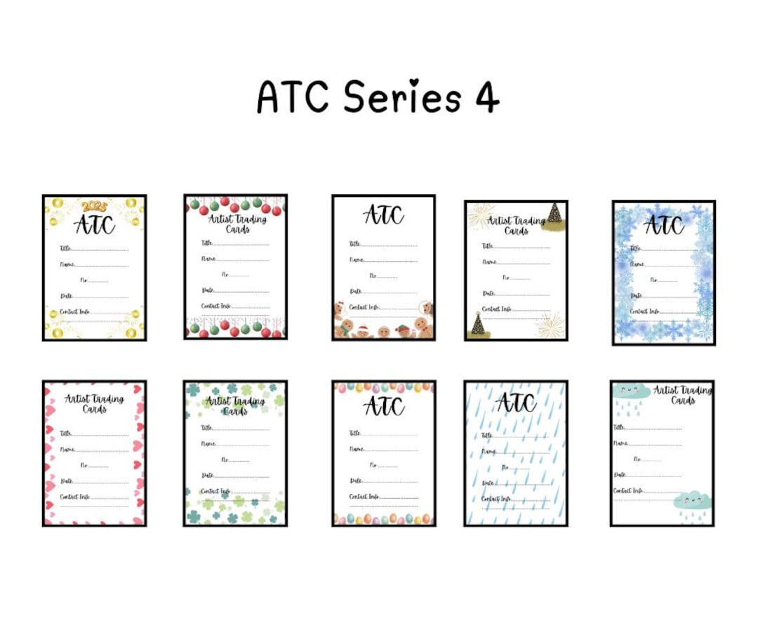 Artist Trading Card (ATC) Back Printable: Series 4 (1 PDF File) - Etsy