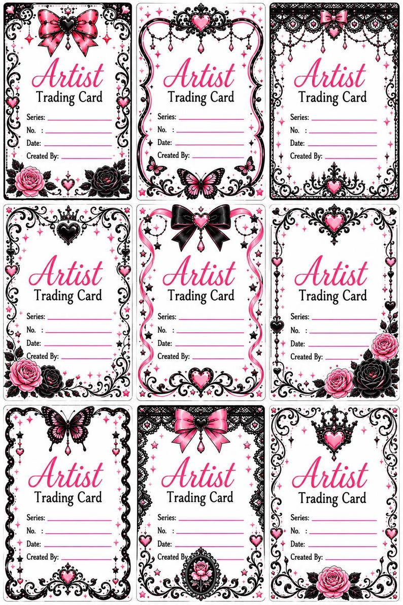 Pink Gothic Printable ATC BACKS (3 PDF Files) - Etsy