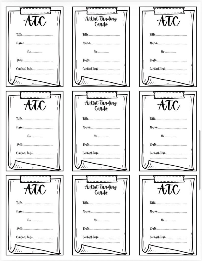 Artist Trading Card (ATC) Back Printable: Series 2 (1 PDF File) - Etsy