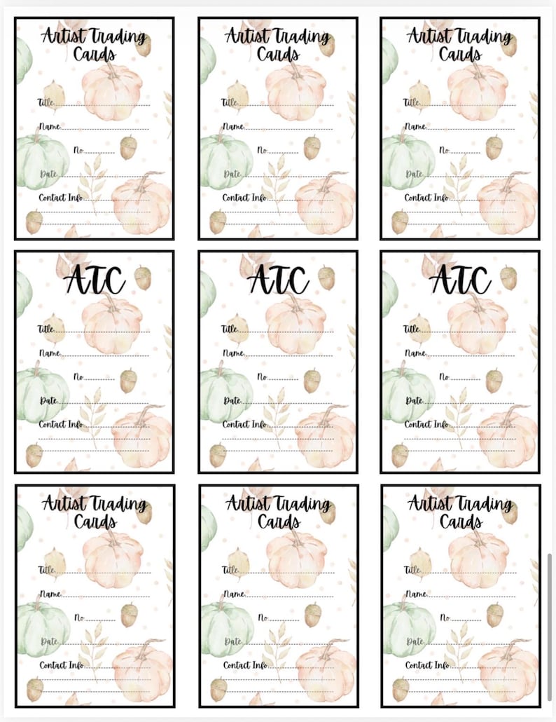 Artist Trading Card (ATC) Back Printable: Series 7 - Etsy Australia